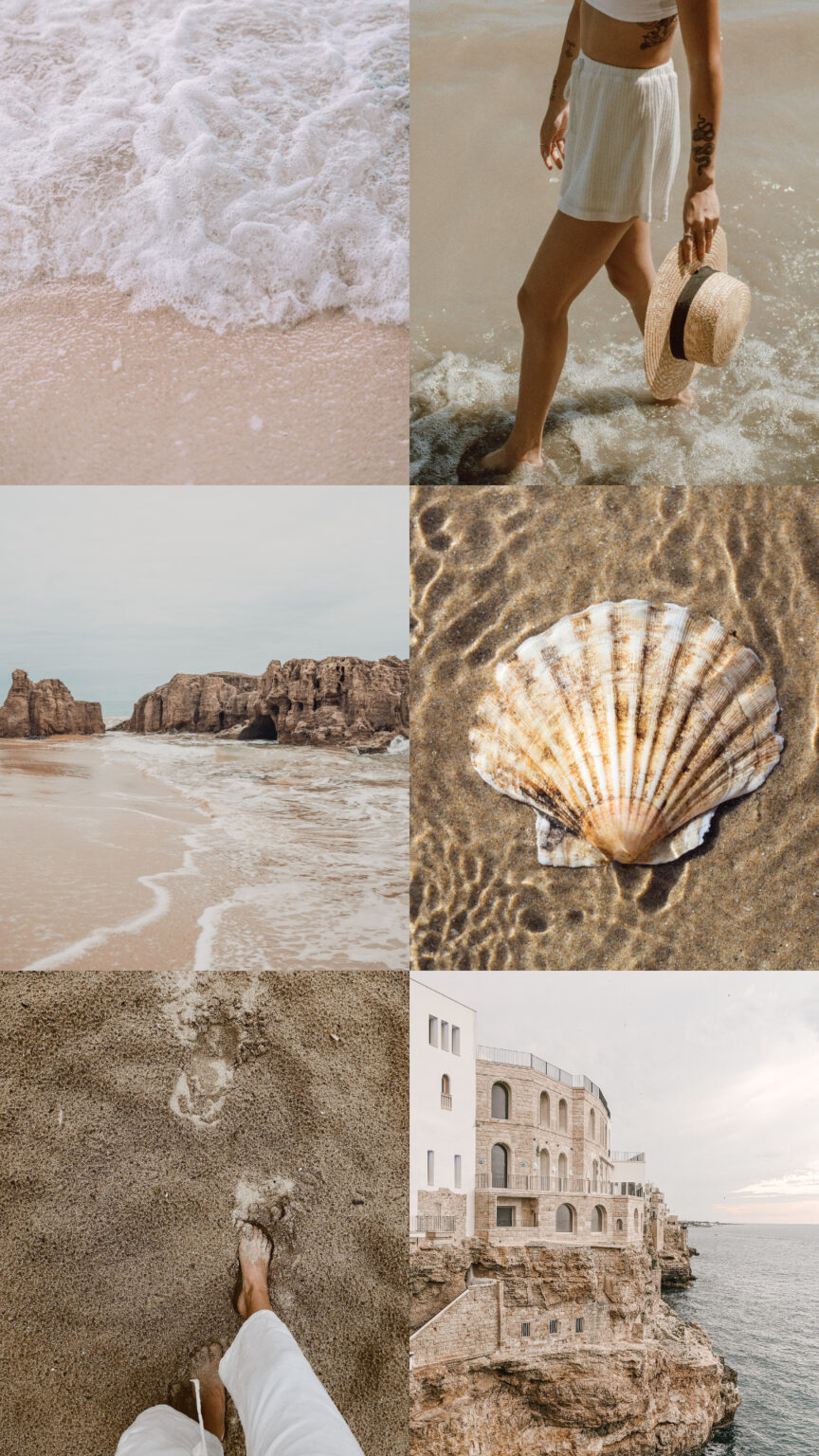 Neutral Minimalist Photo Collage Beach Aesthetic Phone Wallpaper