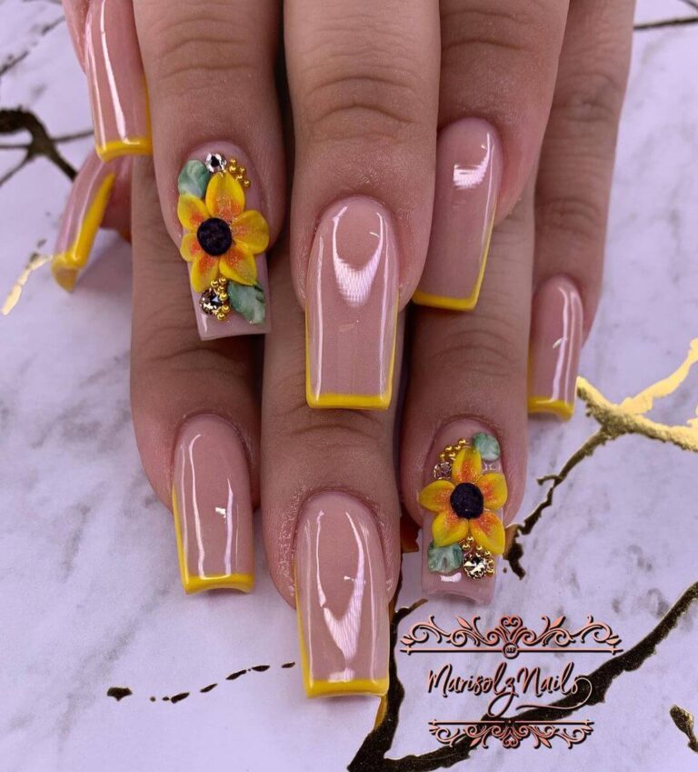 48+ Cheerful Sunflower Nails For Your Next Manicure