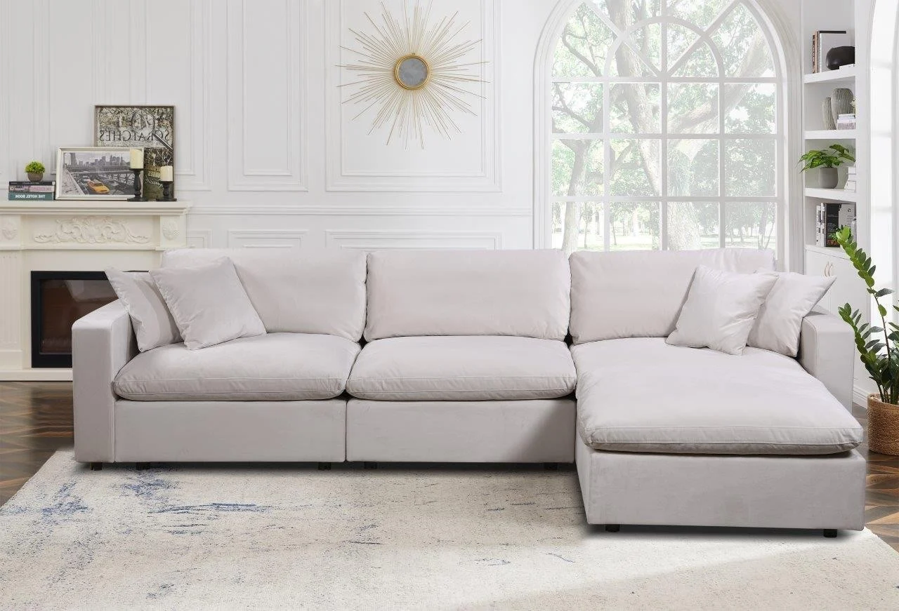 1stop Bedrooms' Rosedale Beige Velvet Modular Sectional