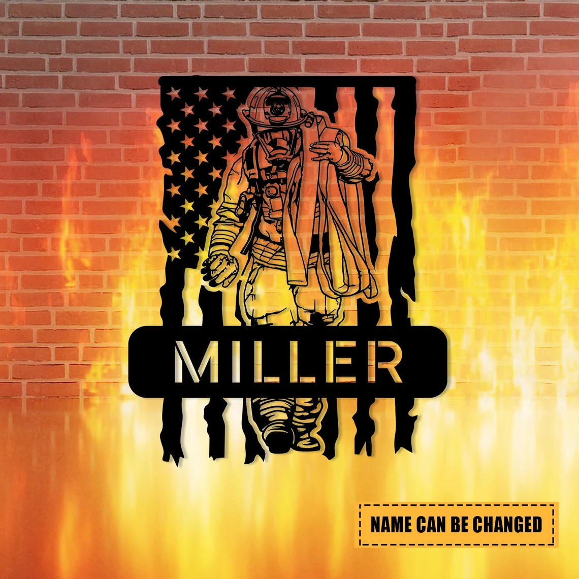 Customized Name Fireman Metal Plaque